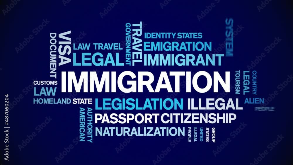 immigration animated tag word cloud;text design animation kinetic ...