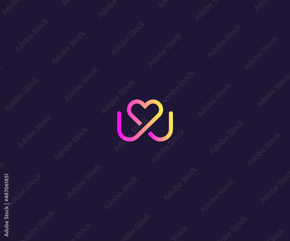 Heart W Letter logo design Template vector symbol. Icon Heart W vector ...