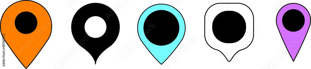 Vector design of colorful geolocation symbols on a white background ...