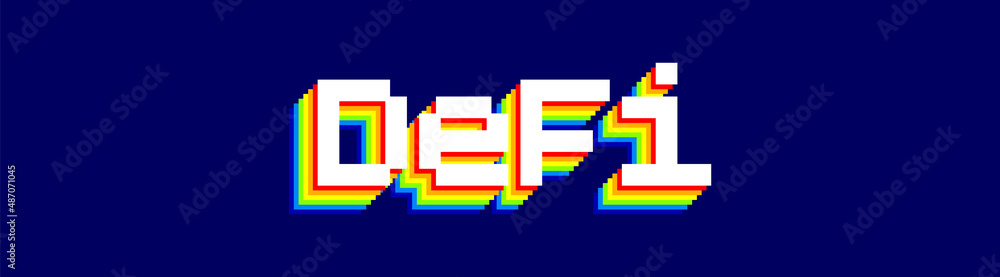 DEFI Decentralised Finance Retro Typography Vector Banner. Retro ...