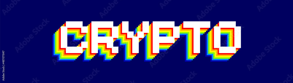 CRYPTO Retro Typography Vector Banner. Retro Pixelated 'Crypto' Text ...