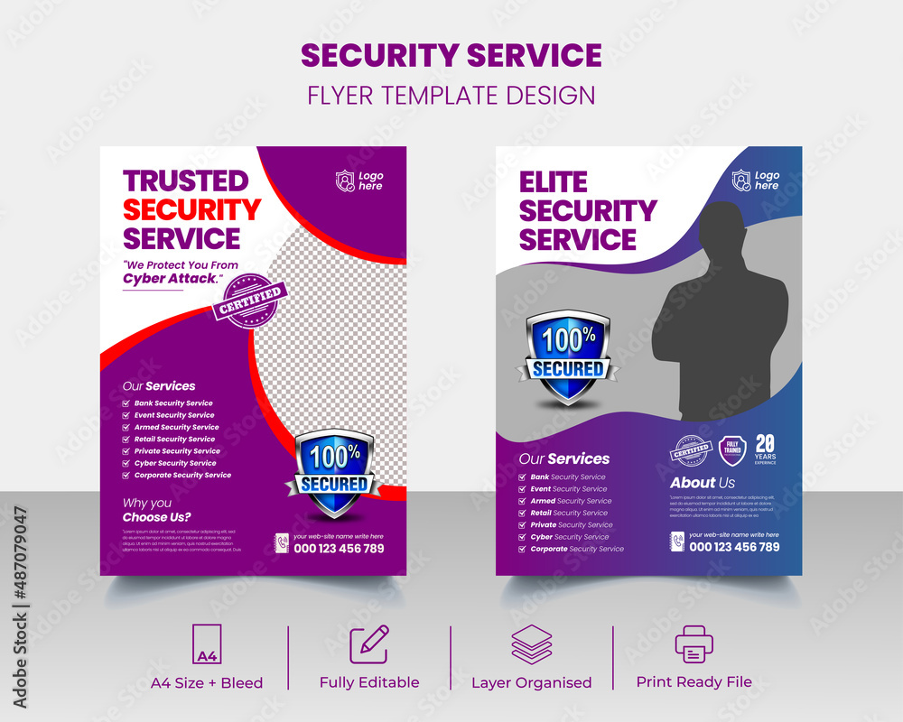 Editable Security Service Flyer or poster customizable Template for ...