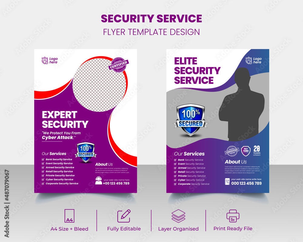 Vetor de Editable Security Service Flyer or poster Template for private ...