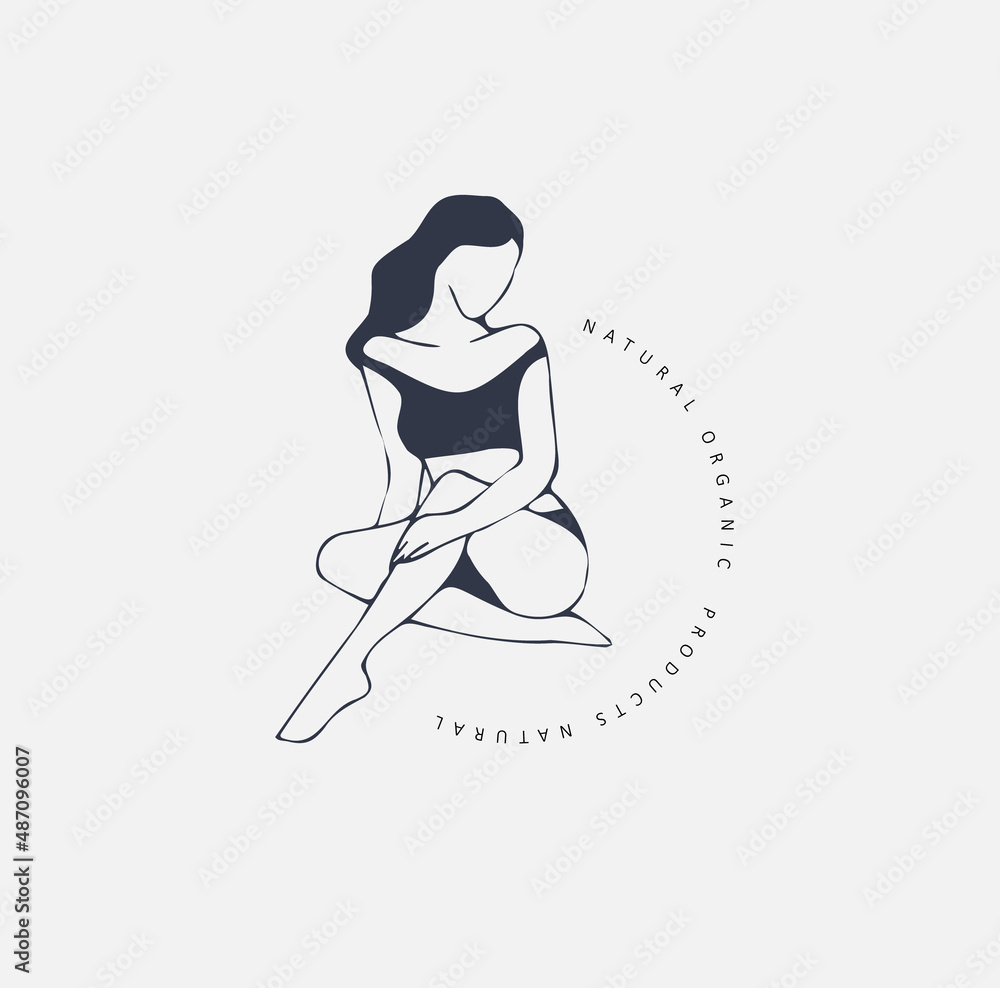 Feminine concept design template and illustration. Woman in minimal ...