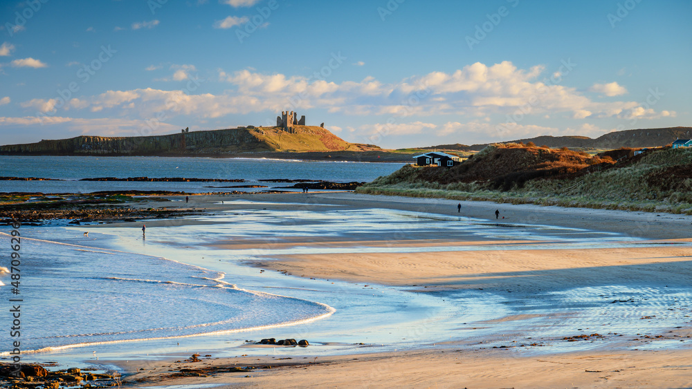 Low Newton Beach and Dunstanburgh Castle, part of the coastal section ...