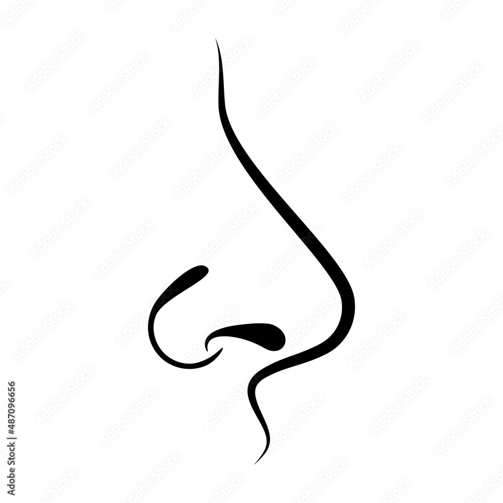 Nose in profile simple icon vector. Nose side profile black silhouette ...