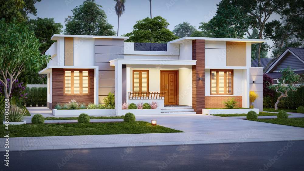 3d illustration of a newly built luxury home Stock Illustration | Adobe ...