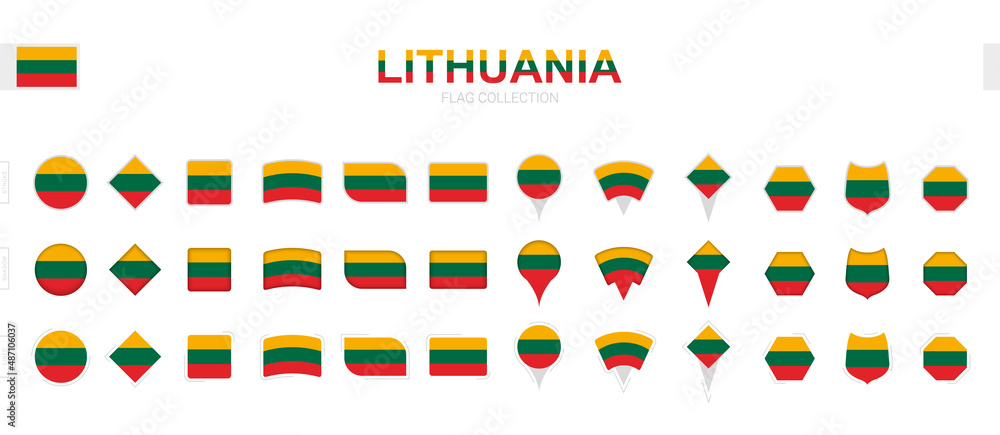 Large collection of Lithuania flags of various shapes and effects ...