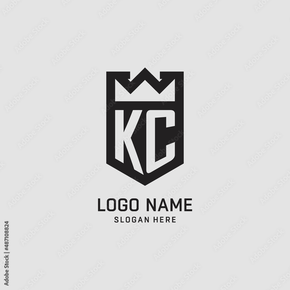 Initial KC logo shield shape, creative esport logo design Stock Vector ...