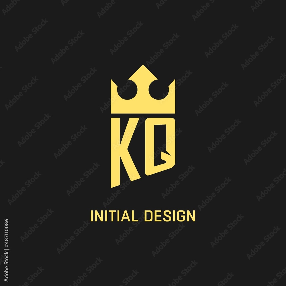 Monogram KQ logo shield crown shape, elegant and luxury initial logo ...
