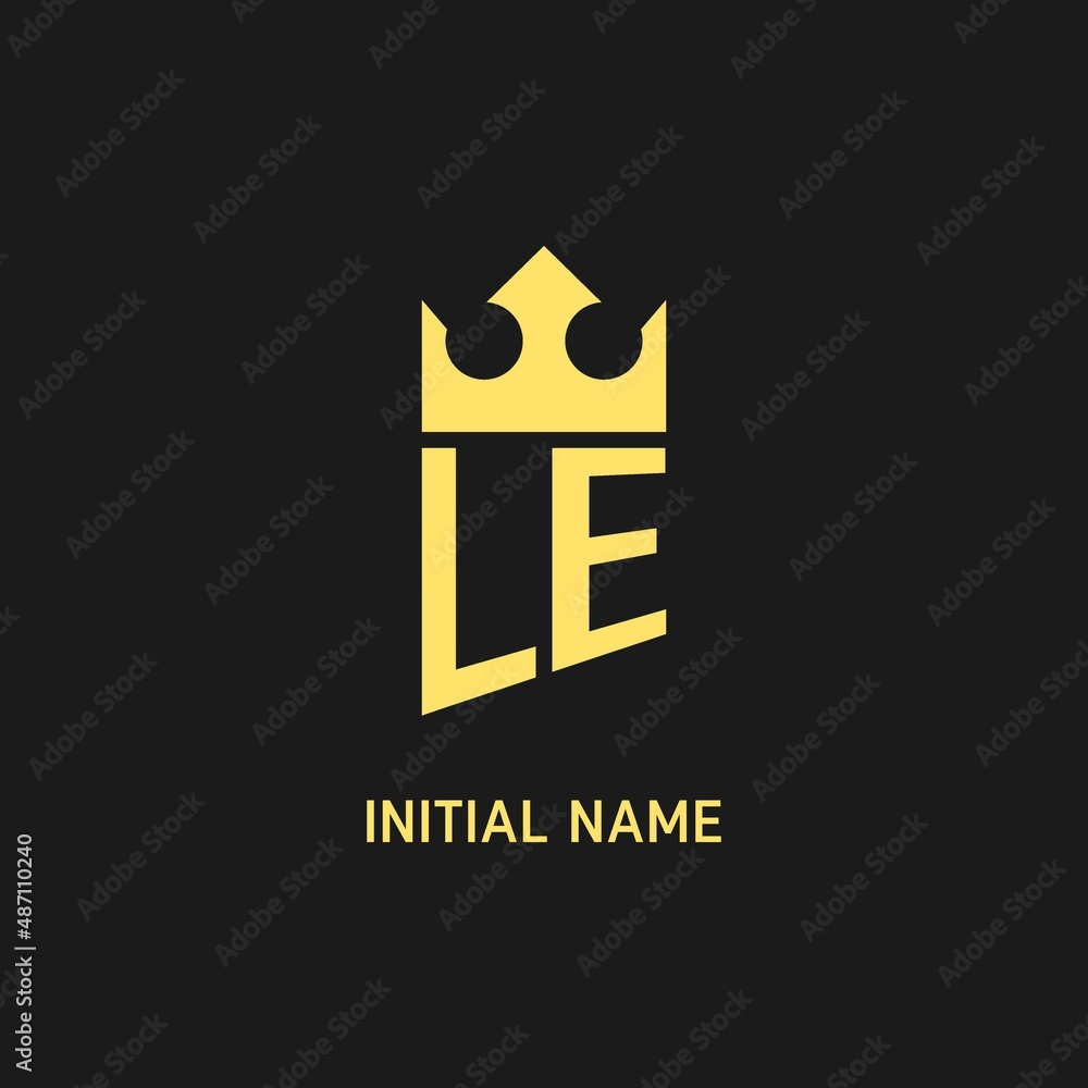 Monogram LE logo shield crown shape, elegant and luxury initial logo ...