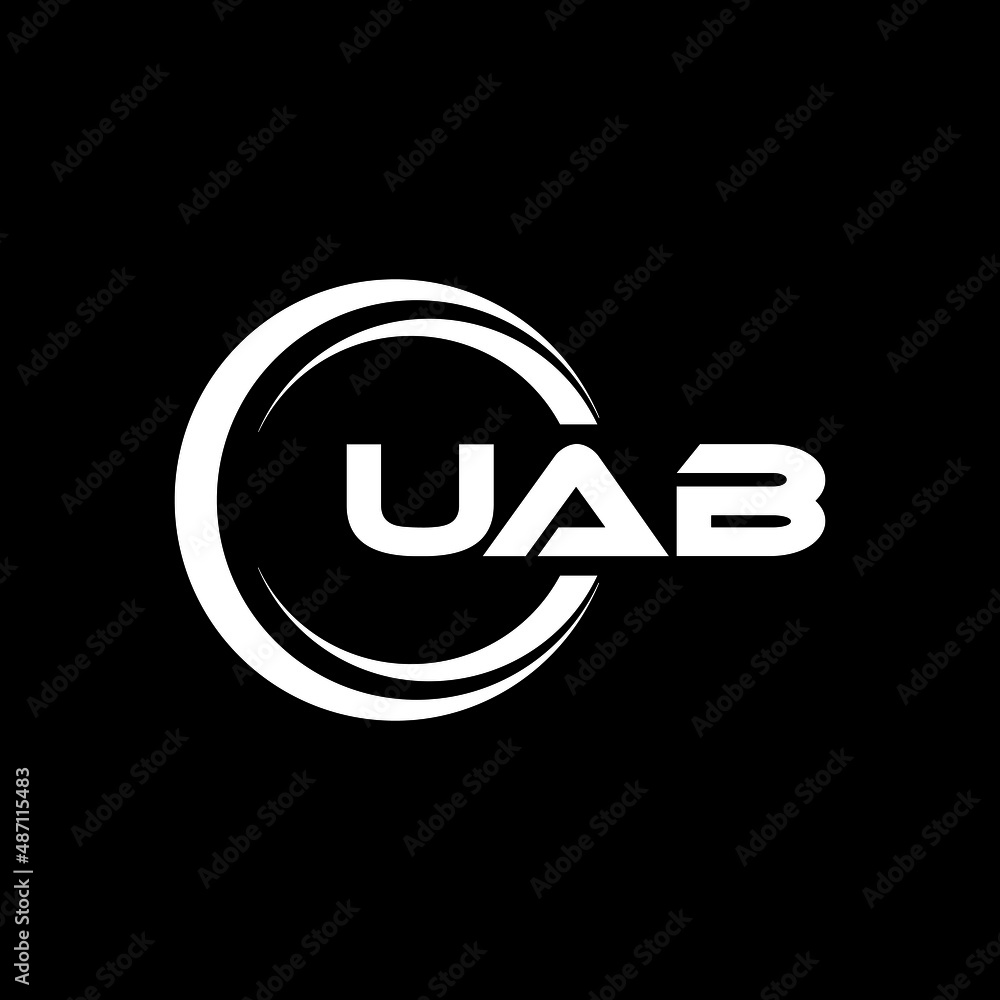 UAB letter logo design with black background in illustrator, vector ...