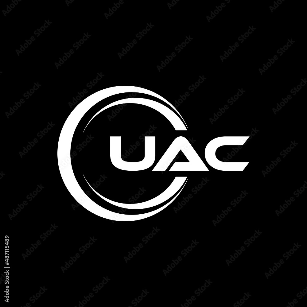Vettoriale Stock UAC letter logo design with black background in ...