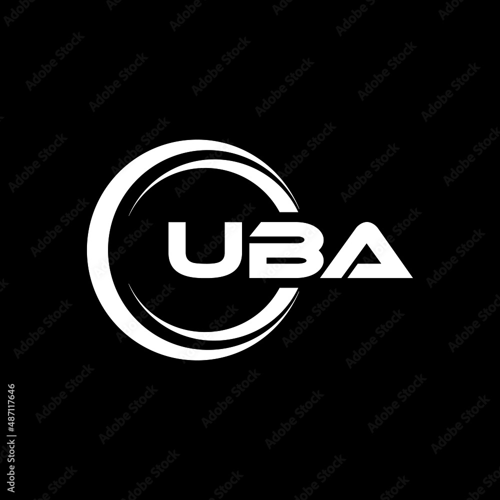 UBA letter logo design with black background in illustrator, vector ...