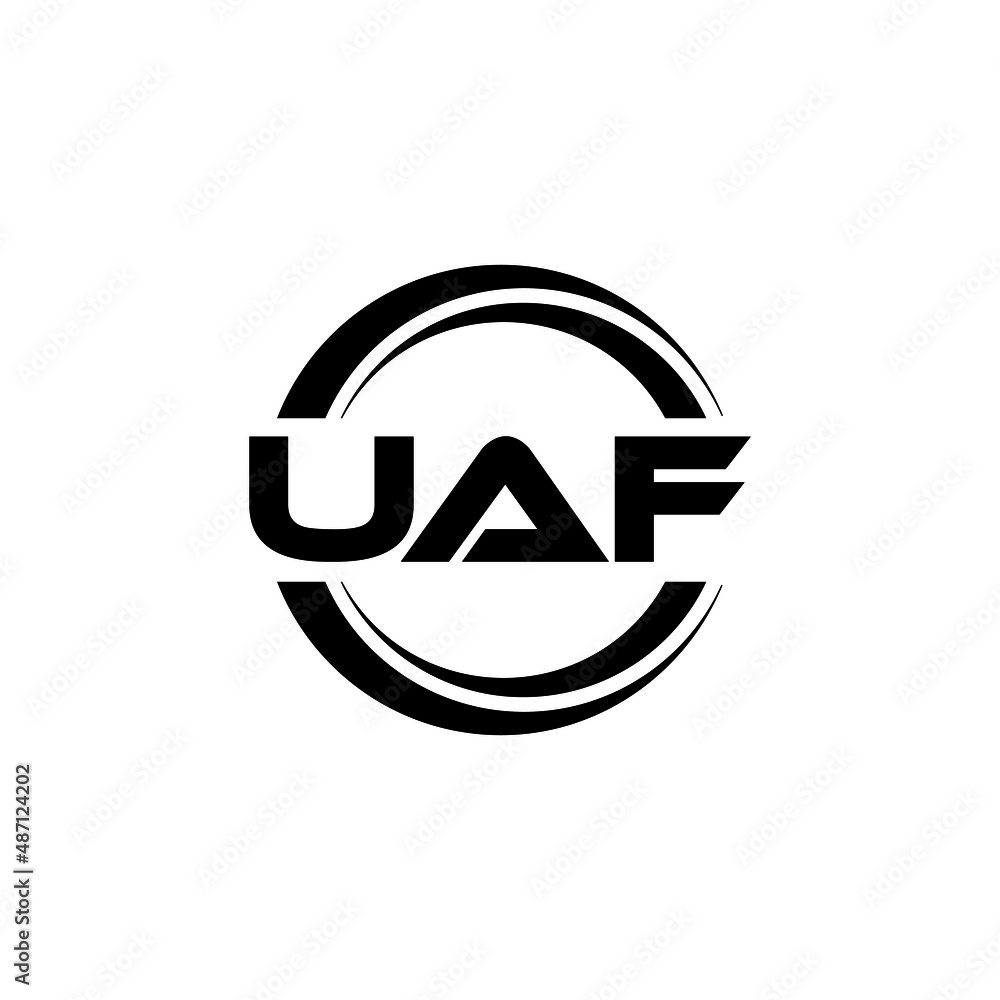 UAF letter logo design with white background in illustrator, vector ...