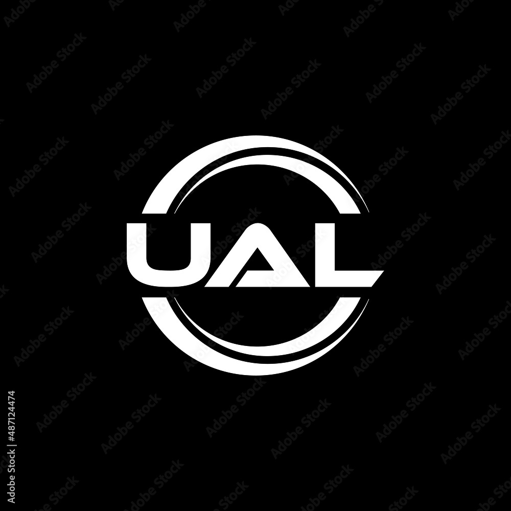 UAL letter logo design with black background in illustrator, vector ...