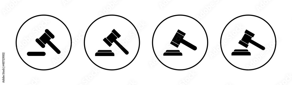 Gavel icons set. judge gavel sign and symbol. law icon. auction hammer ...