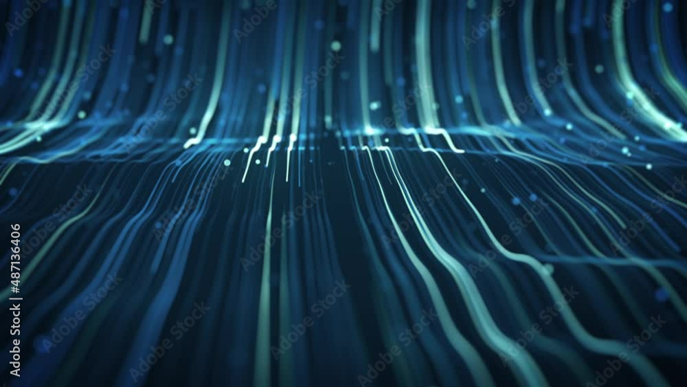 Abstract Light Fiber Strings Flowing Background Loop/ 4k animation of ...