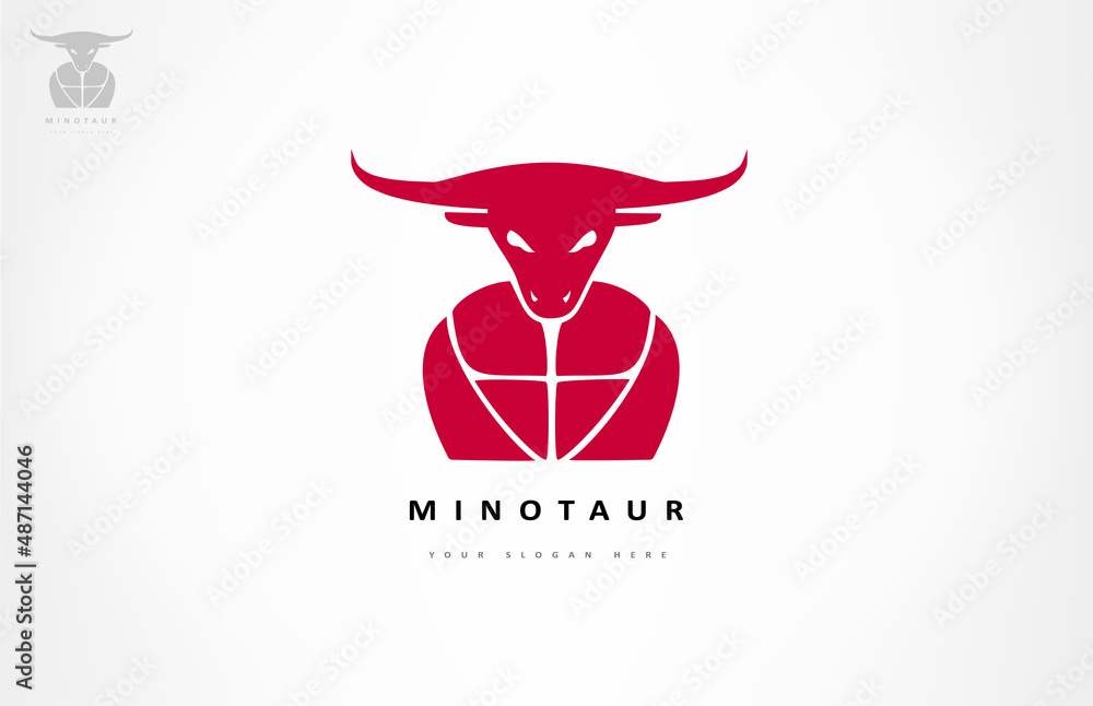 Minotaur logo bulls head and human body. Mythical creature design ...