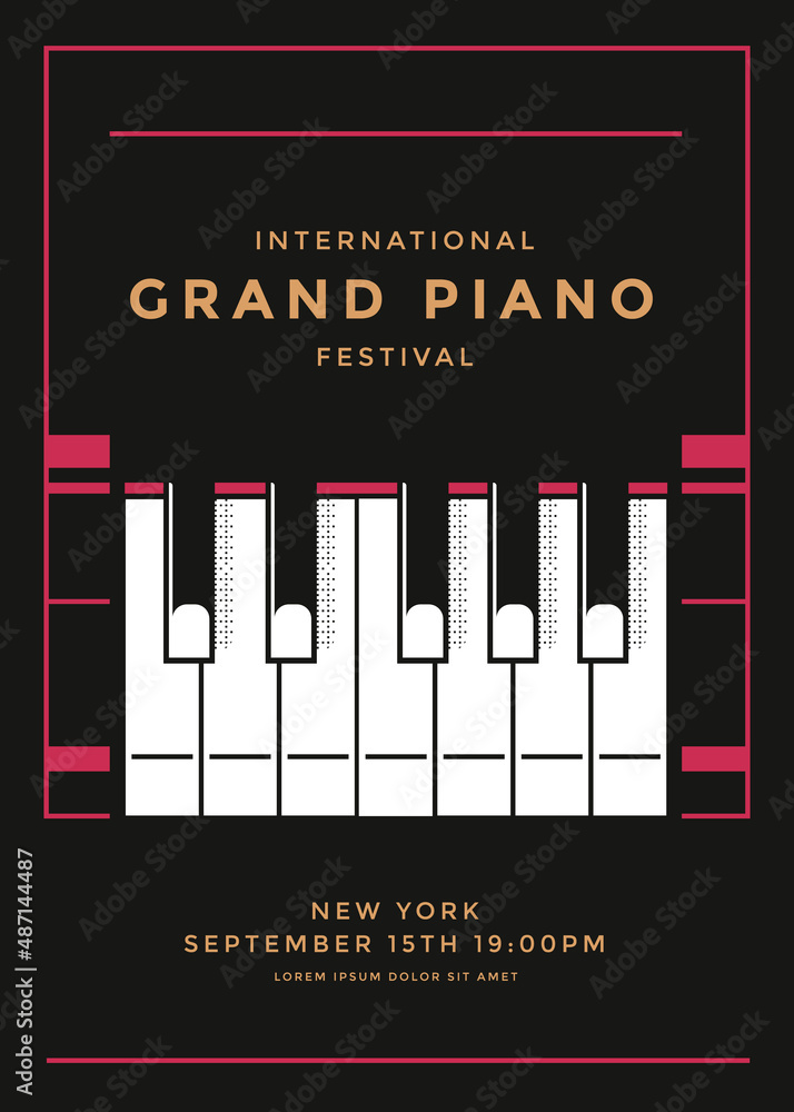 Grand Piano concert poster design. Piano keys. Music festival cover ...