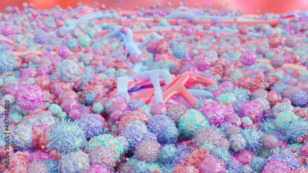 3D Rendering of a Lymph Node Cells and Vascular System Stock ...