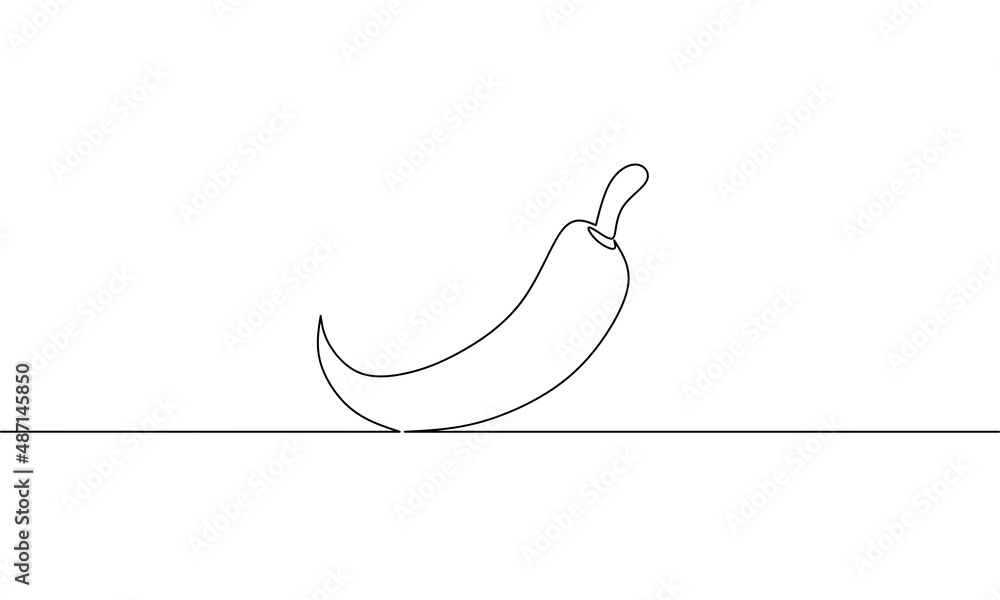Continuous line drawing of chili, vegetables icon doodle, object one ...