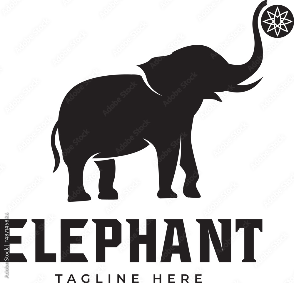 Elephant logo style design inspiration silhouette trunk up throwing a ...