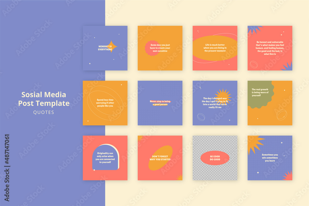 Flat inspirational quotes for social media post template Stock Vector ...