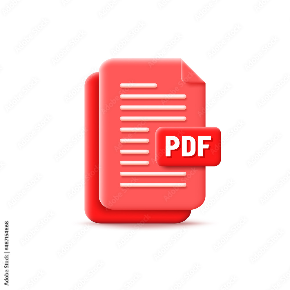 PDF icon. document sheet icon. Business icon. 3d vector illustration ...
