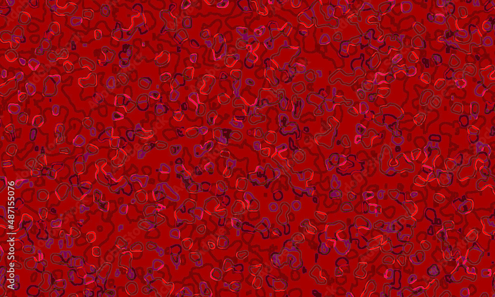 Raster. Dark red background with chaotically overlapping and ...