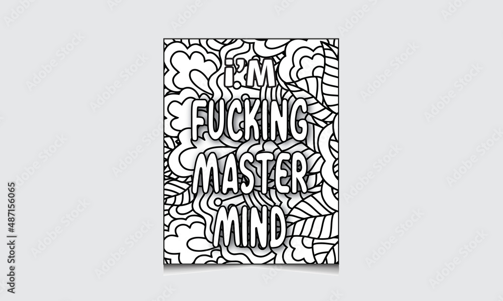 Swear Word Coloring Page For Adults Black And White Pattern Phrase Rude ...