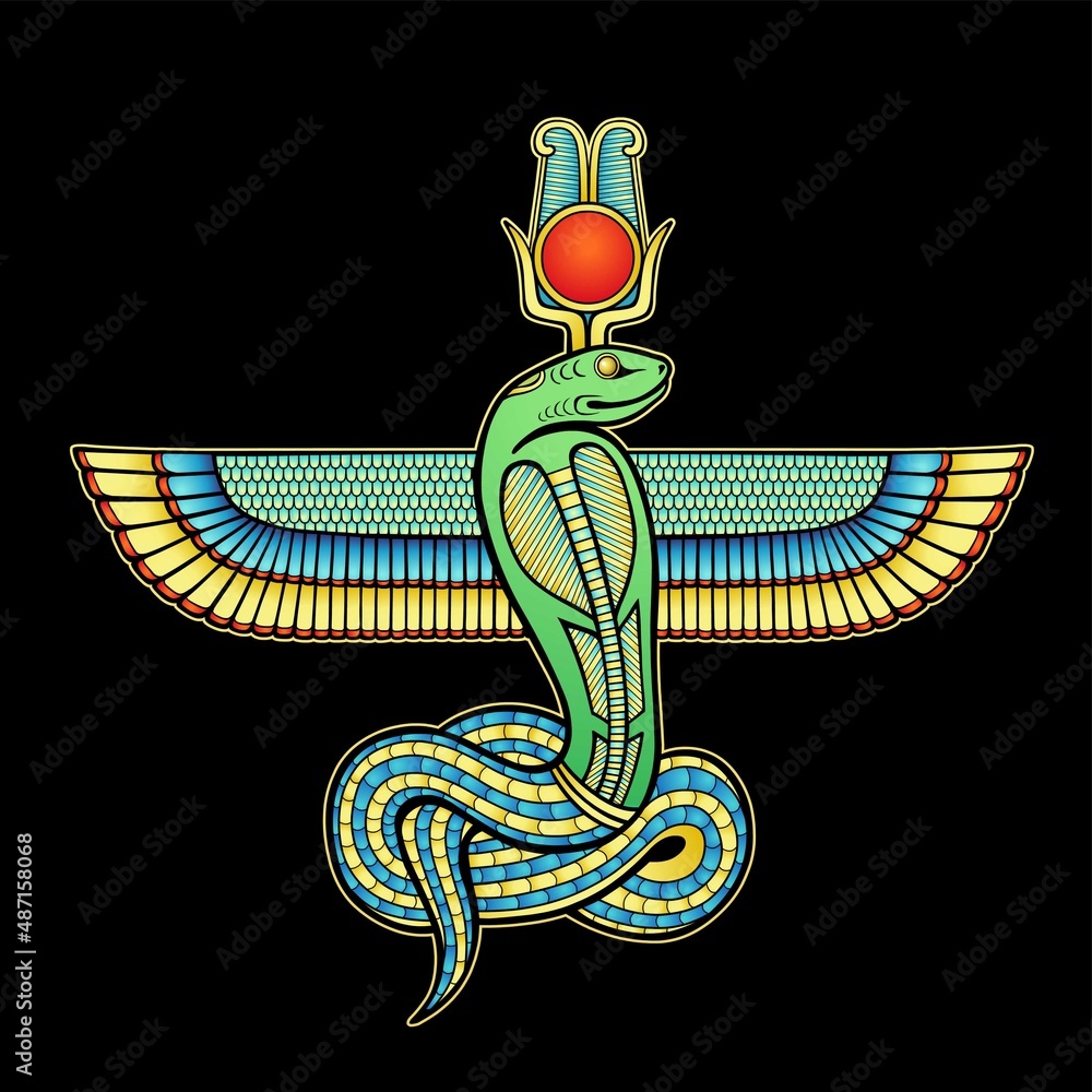 Animation color drawing: Sacred winged Serpent. God Apop. Vector ...