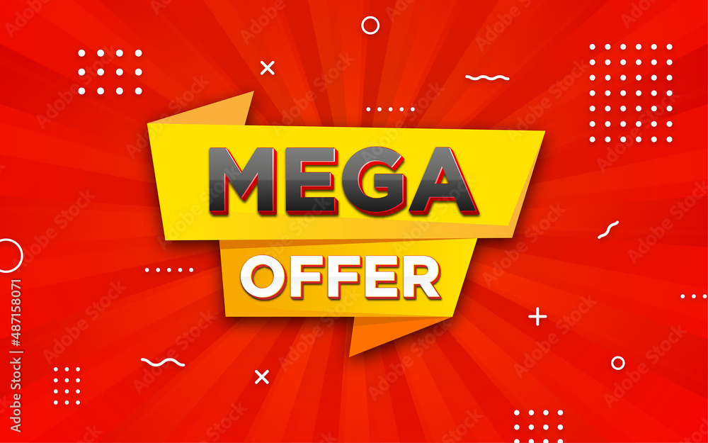 Mega offer seal banner background with editable 3d text effect Stock ...
