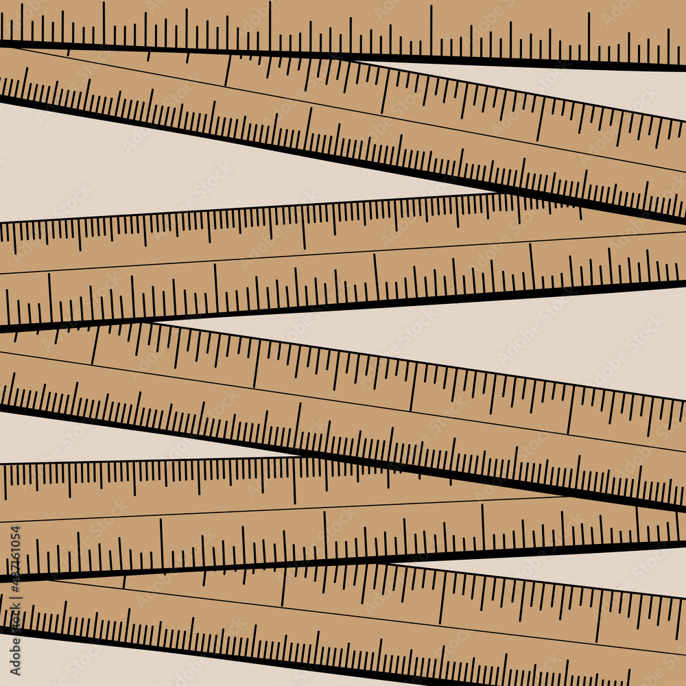 Wooden rulers - hand drawn vector illustration Stock Vector | Adobe Stock