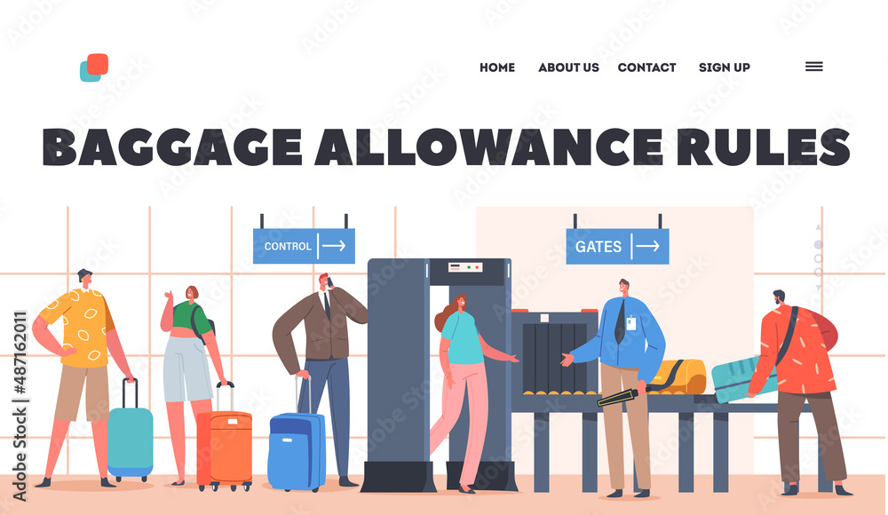 Baggage Allowance Rules Landing Page Template. Characters Pass Airport ...