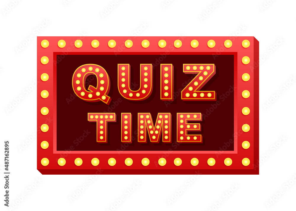 Retro light text quiz time. Retro light bulb. Vector stock illustration ...