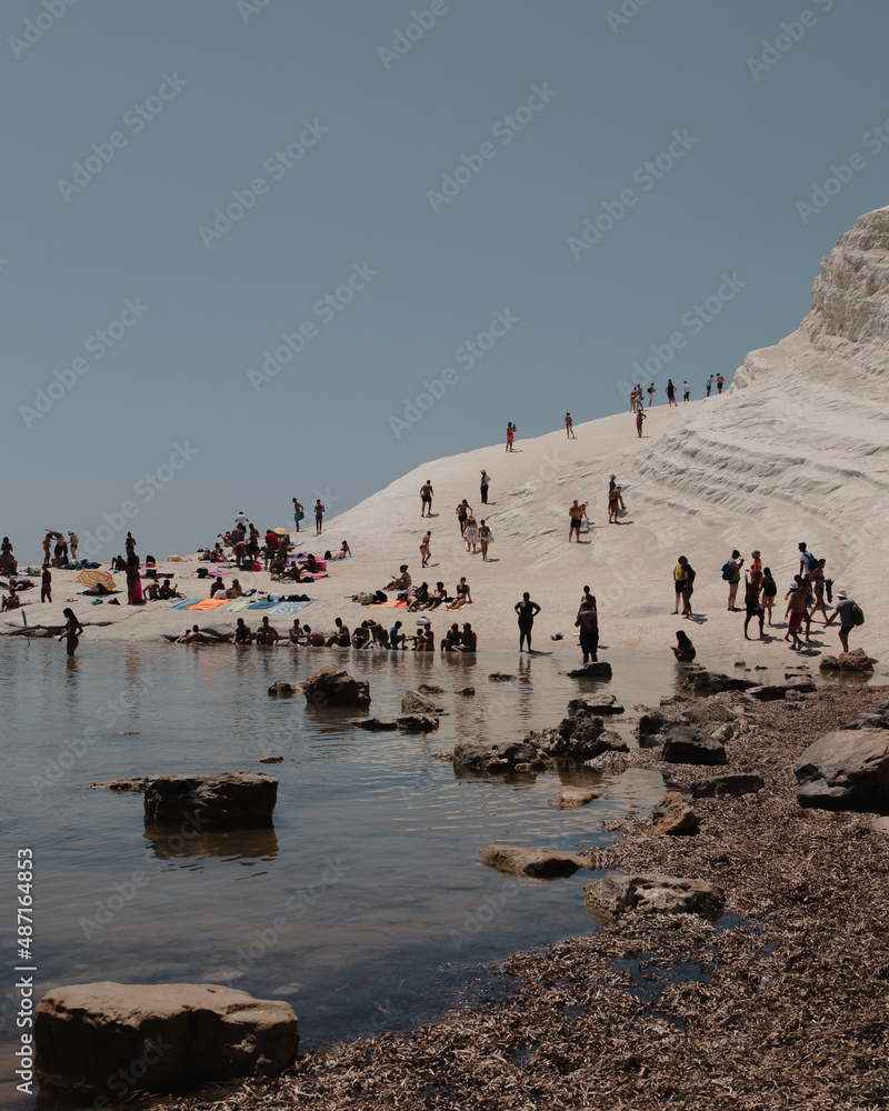 Groups of People - Tourists at the Famous white marl cliffs at ...
