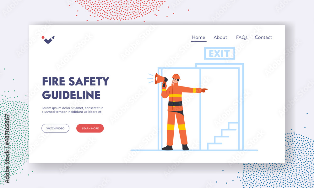 Fire Safety Guideline Landing Page Template. Office Escape in Life ...