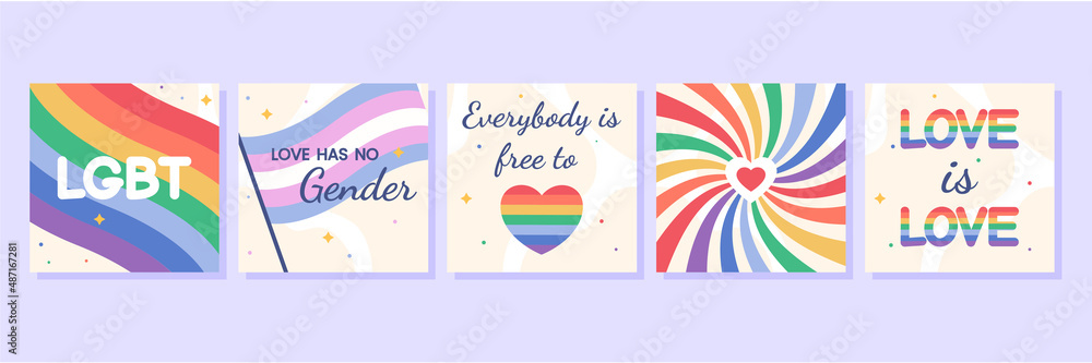 Flat vector banner set with LGBTQ equality symbols for gay or lesbian ...