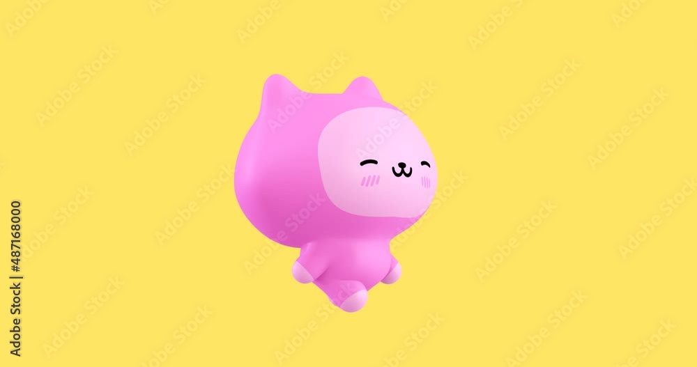 Funny Looped cartoon kawaii cat character. Cute emotions and move ...