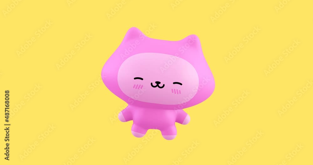 Funny Looped cartoon kawaii cat character. Cute emotions and move ...