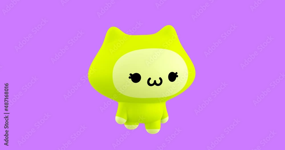 Funny Looped cartoon kawaii cat character. Cute emotions and move ...