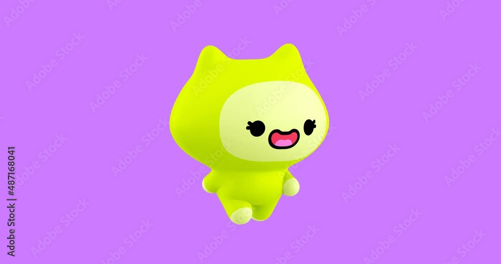 Funny Looped cartoon kawaii cat character. Cute emotions and move ...