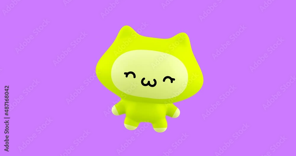 Funny Looped cartoon kawaii cat character. Cute emotions and move ...