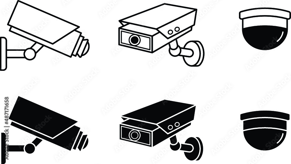 Security Camera Clipart Set - Side, Angled and Ceiling Dome Stock ...