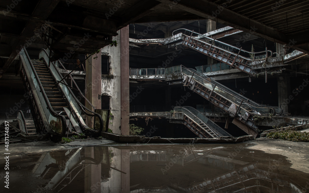 Bangkok, Thailand - 07 Feb 2022 : Damaged escalators and waterlogged in ...