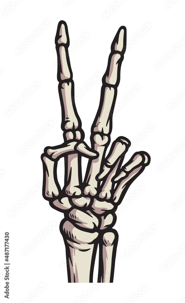 peace sign skeleton hand illustration Stock Vector | Adobe Stock