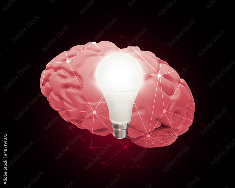 Ideas Generating Inside Brain, 3D Rendered Conceptual Background with ...