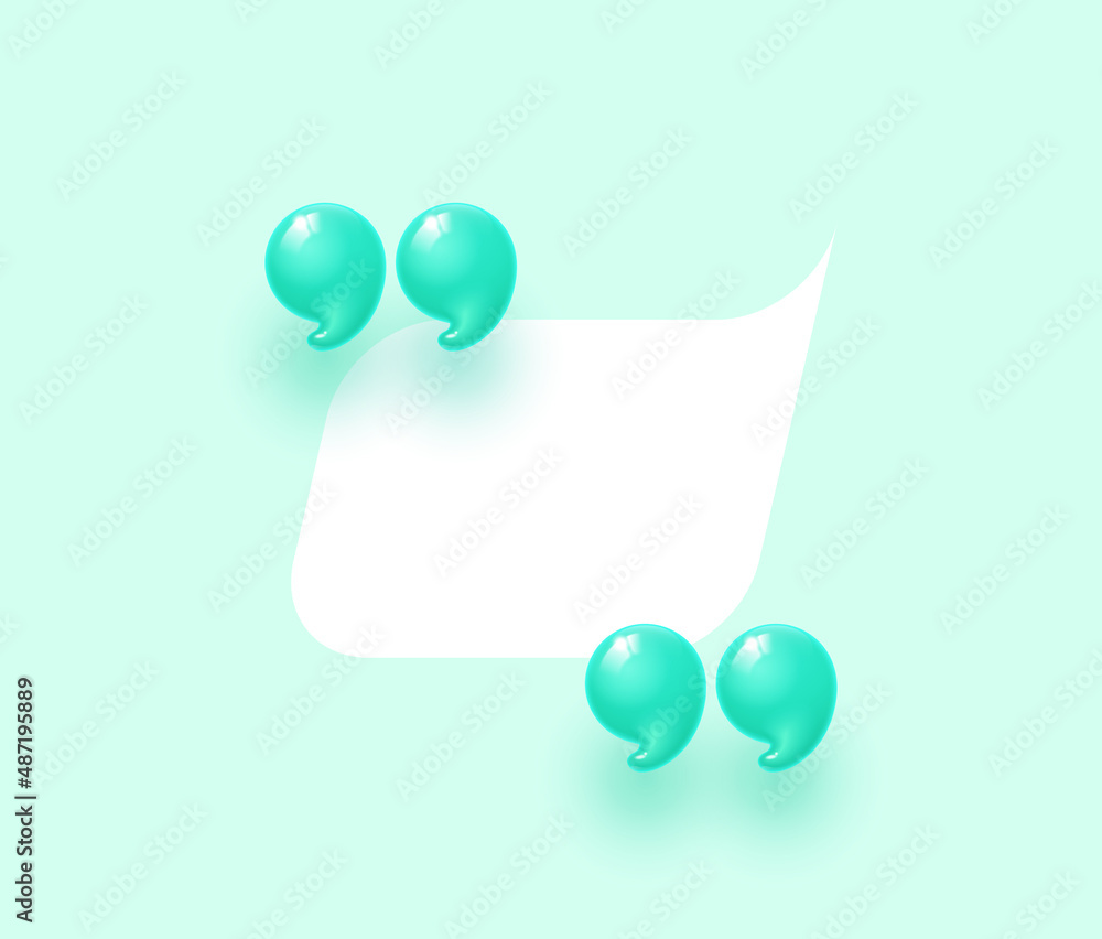 3d quote realistic render design in cute cartoon style volumetric icons ...