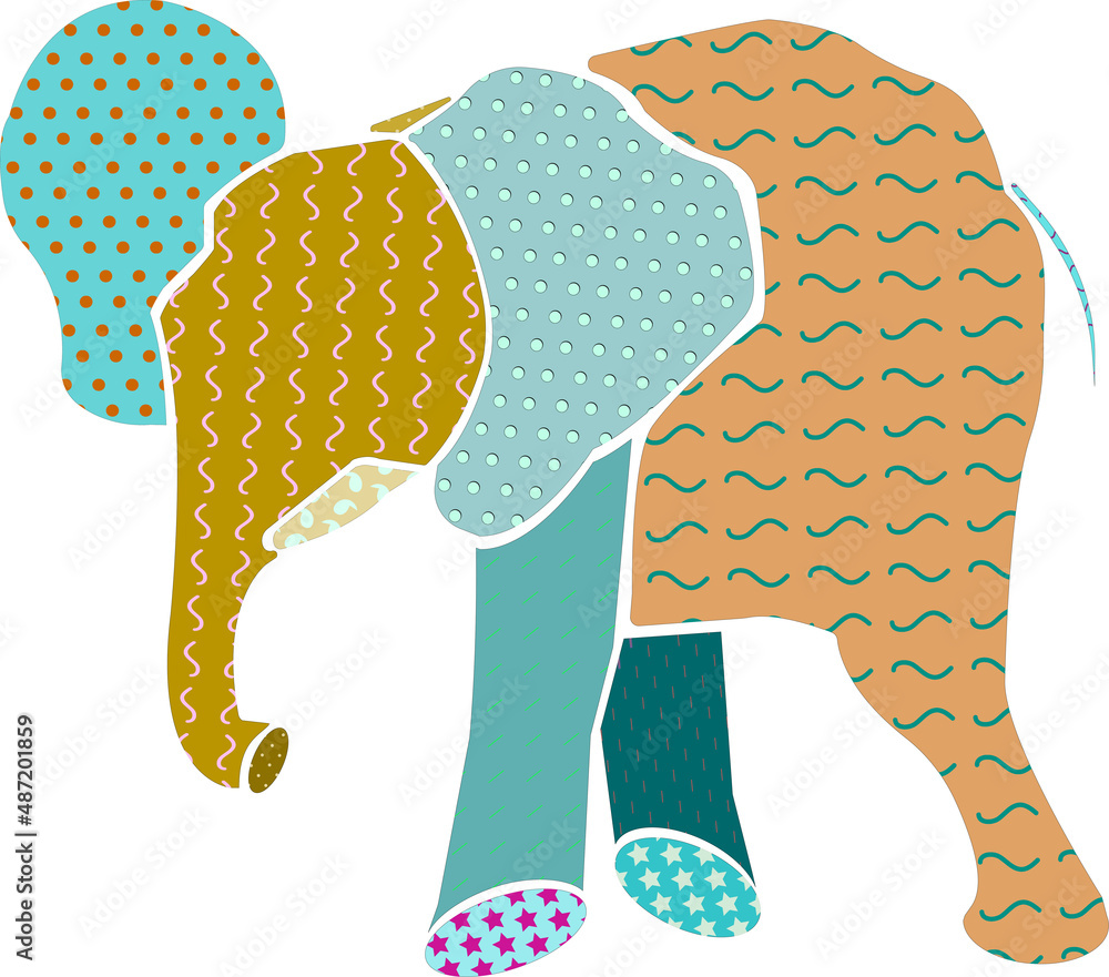 Elephant puzzles with pink green blue purple color textures Stock ...